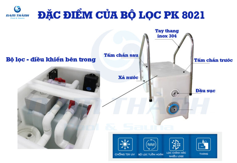 Thiết bị lọc nước bể bơi thông minh PK8021 cao cấp