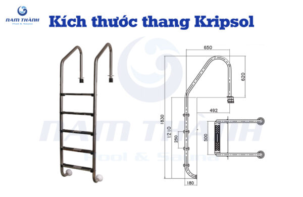 Thang hồ bơi 5 bậc 304 không gỉ, BH 12 tháng, giá tốt