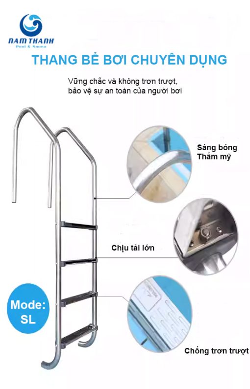 THANG BỂ BƠI NHẬP KHẨU SL - INOX 304 - BH 24 THÁNG